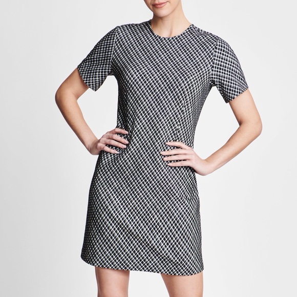 SPANX | Dresses | Spanx Women S Black White Jacquard Plaid Short Sleeve Ponte Mini Dress Nwt ...